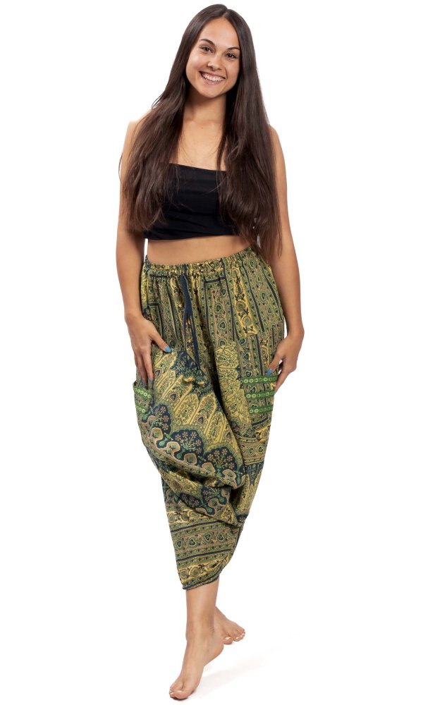 Harémové kalhoty / Sultánky MANDALA zelené II. :: Sivashop
